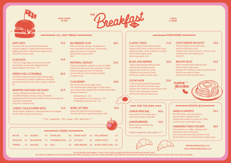 Menu – The Breakfast Club Cafe
